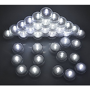 SAMYO Set of 36 Waterproof Wedding Submersible Battery LED Tea Lights Underwater Sub Lights- Wedding Centerpieces Party Decorate (White)