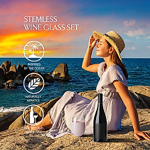 Tronco 20oz Wine Glass with Protective Silicone Sleeve,Reusable Stemless Wine Glasses, Cocktail Glass set，4 Pack