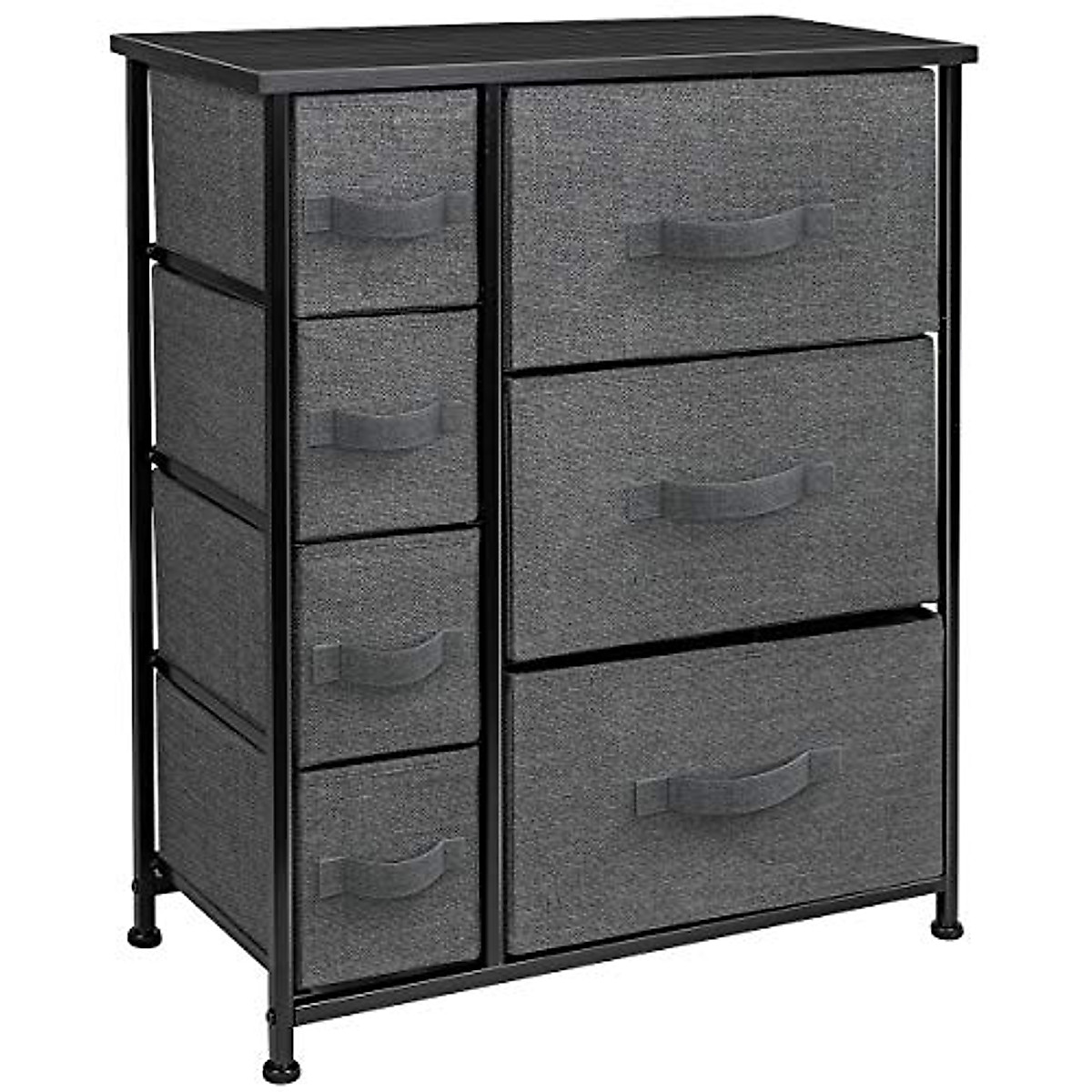Sorbus Dresser with Drawers - Furniture Storage Tower Unit for Bedroom, Hallway, Closet, Office Organization - Steel Frame, Wood Top, Easy Pull Fabric Bins (Black/Charcoal)