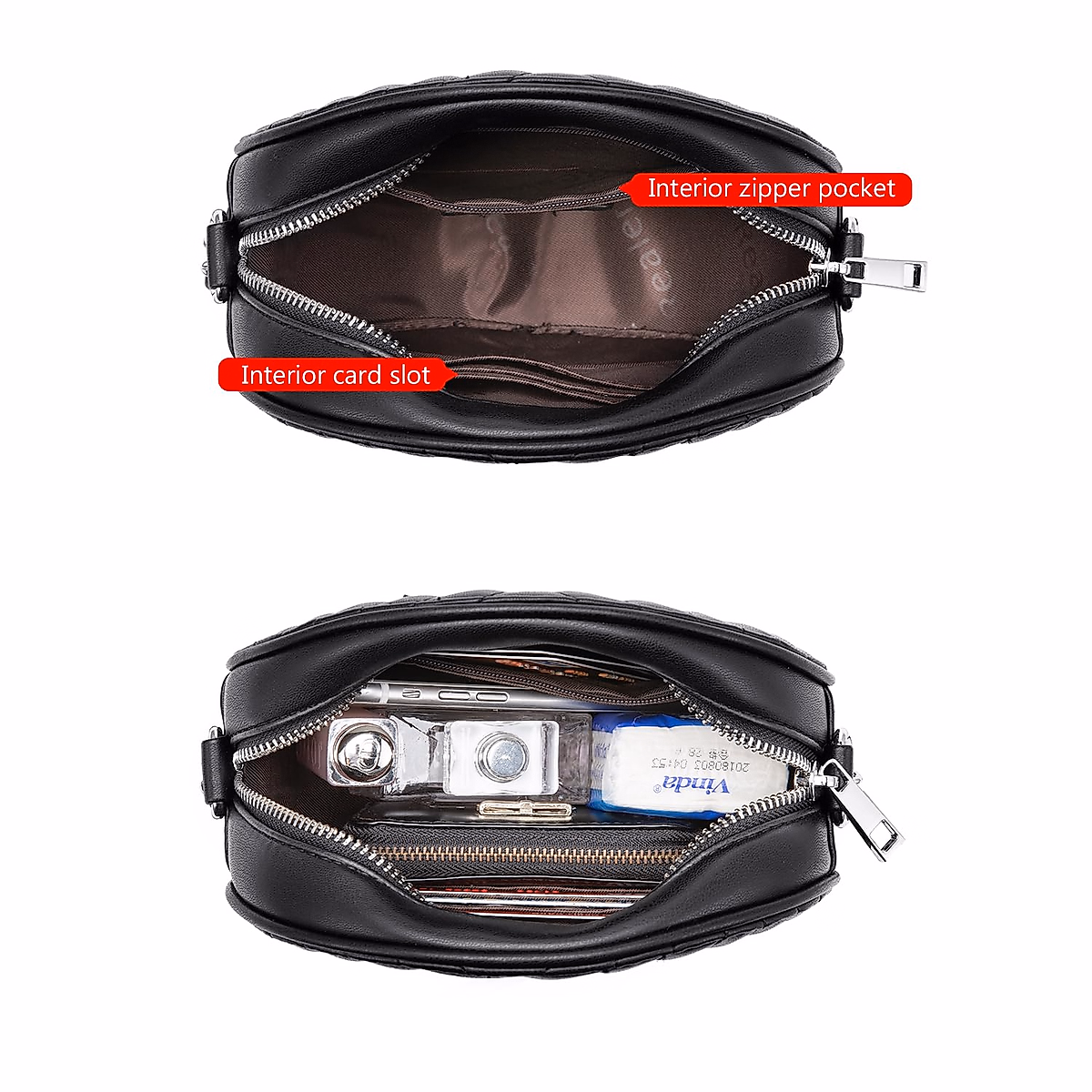 Crossbody Bags for Women Round Purse Quilted purse, Faux Leather, with Tassel