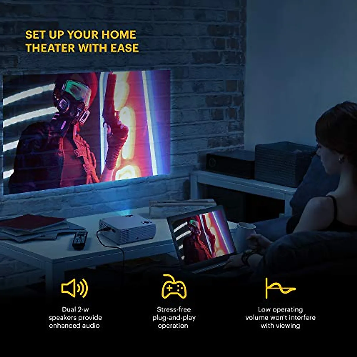 KODAK FLIK X4 Home Projector | 4.0 LCD Compact Home Theater System Projects Up to 150” with 1080p Compatibility & Bright Lumen LED Lamp | VGA/AV/HDMI/USB/TF Inputs | Remote, Tripod & Carry Case