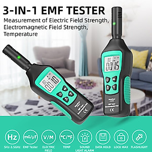 Mastfuyi EMF Meter, Electromagnetic Radiation Detector, Digital LCD EMF Detector, EMF Tester for Ghost Hunting, Home, Office, Outdoor, Indicator Lights, Audible Alert