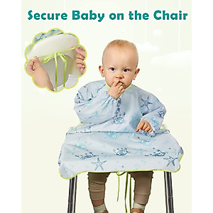 Lictin Coverall Baby Feeding Bibs - 2-Pack Long Sleeve Baby Bibs for Eating, Adjustable Weaning Bibs, Waterproof Bib Attaches and Fully Cover to Baby Highchair and Table