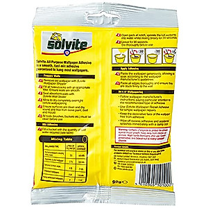Solvite All-Purpose Wallpaper Adhesive, Reliable Adhesive for Wallpaper, All-Purpose Adhesive with Long-Lasting Results, Wallpaper Paste Hangs up to 5 Rolls (1x92 g Sachet)