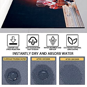 DOZARMOTA Red Wine Kitchen Rug 2 Piece Set, 3D Wine Kitchen Rugs and Mats Non Skid Washable for Floor Anti-Fatigue Kitchen Mat, Wine Glass Kitchen Decor Mat 17"x47"+17"x30"