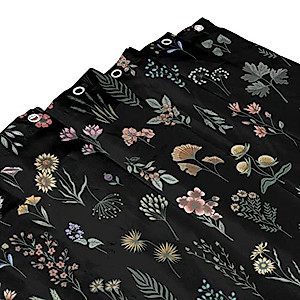 Ohocut Boho Shower Curtain Shower Curtains for Bathroom Black Shower Curtain Cute Floral Shower Curtains Waterproof Polyester Fabric Shower Curtain 72x72 Inch