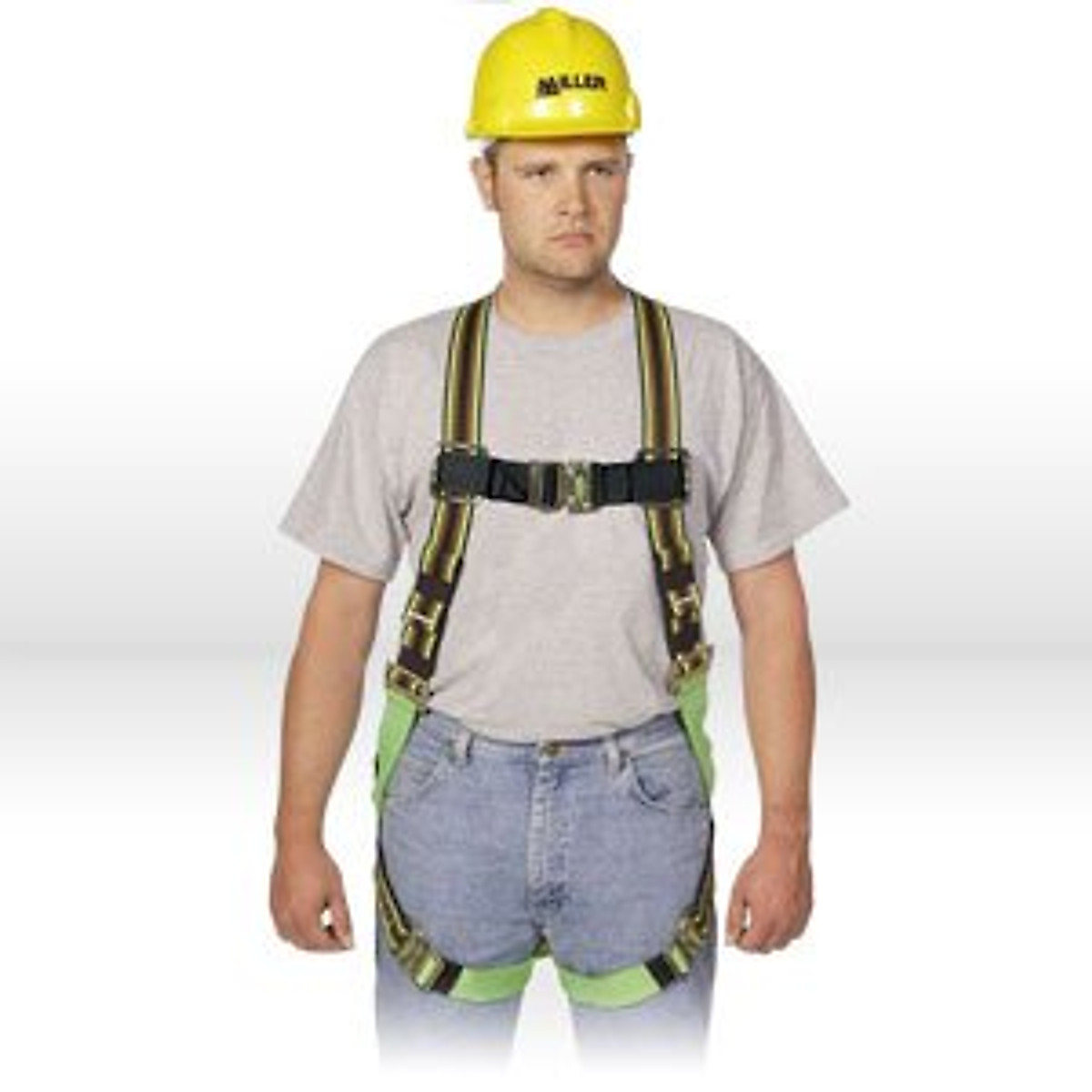 Honeywell Miller by Honeywell E650-77/UGN DuraFlex 650 Series Full-Body Stretchable Harness with tongue Buckle Leg Straps, Universal, Green