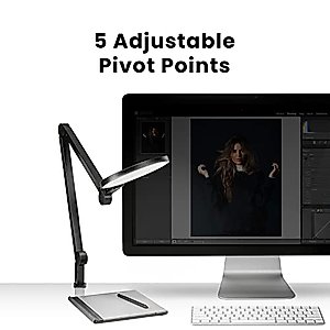 Lume Cube Edge LED Desk Light | Remote Work Swing Arm Desk Lamp with Clamp | Video Conferencing lighting, Zoom Webcam, Task Light, Drafting Light, Table Lamp | Adjustable Brightness, Color Temperature