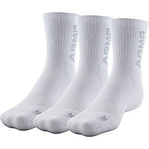 Under Armour Standard 3-Maker Mid-Crew Socks, 3-Pairs, White, Large