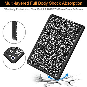 Soke Case Fits for iPad 6th/5th Generation with Pencil Holder - [Full Body Protection + Auto Wake/Sleep], Shockproof Soft TPU Back Cover for Apple iPad 9.7 inch 2018/2017, Book Black