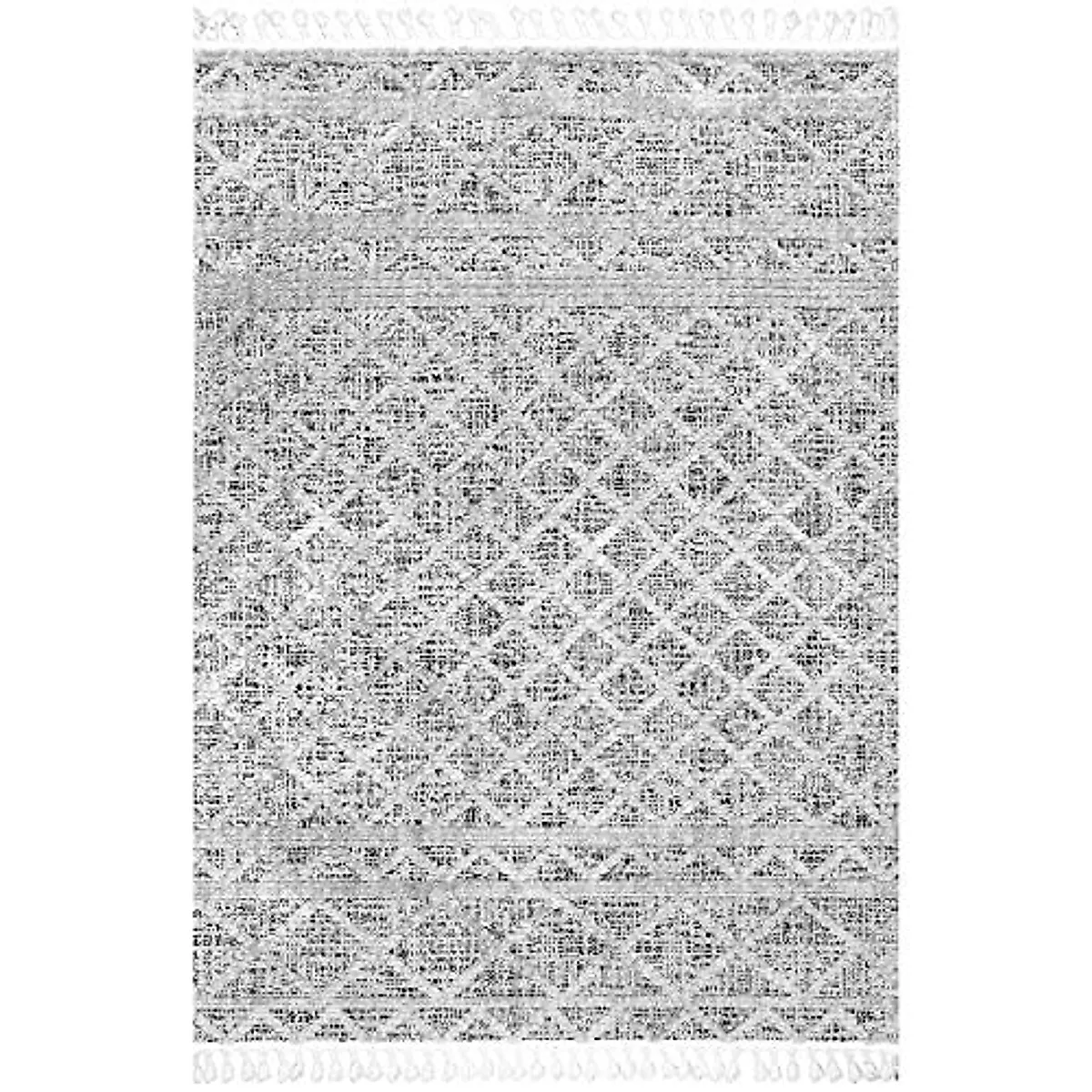 nuLOOM Dottie Soft Shaggy Textured Trellis Tassel Area Rug, 7' 10" x 11', Grey