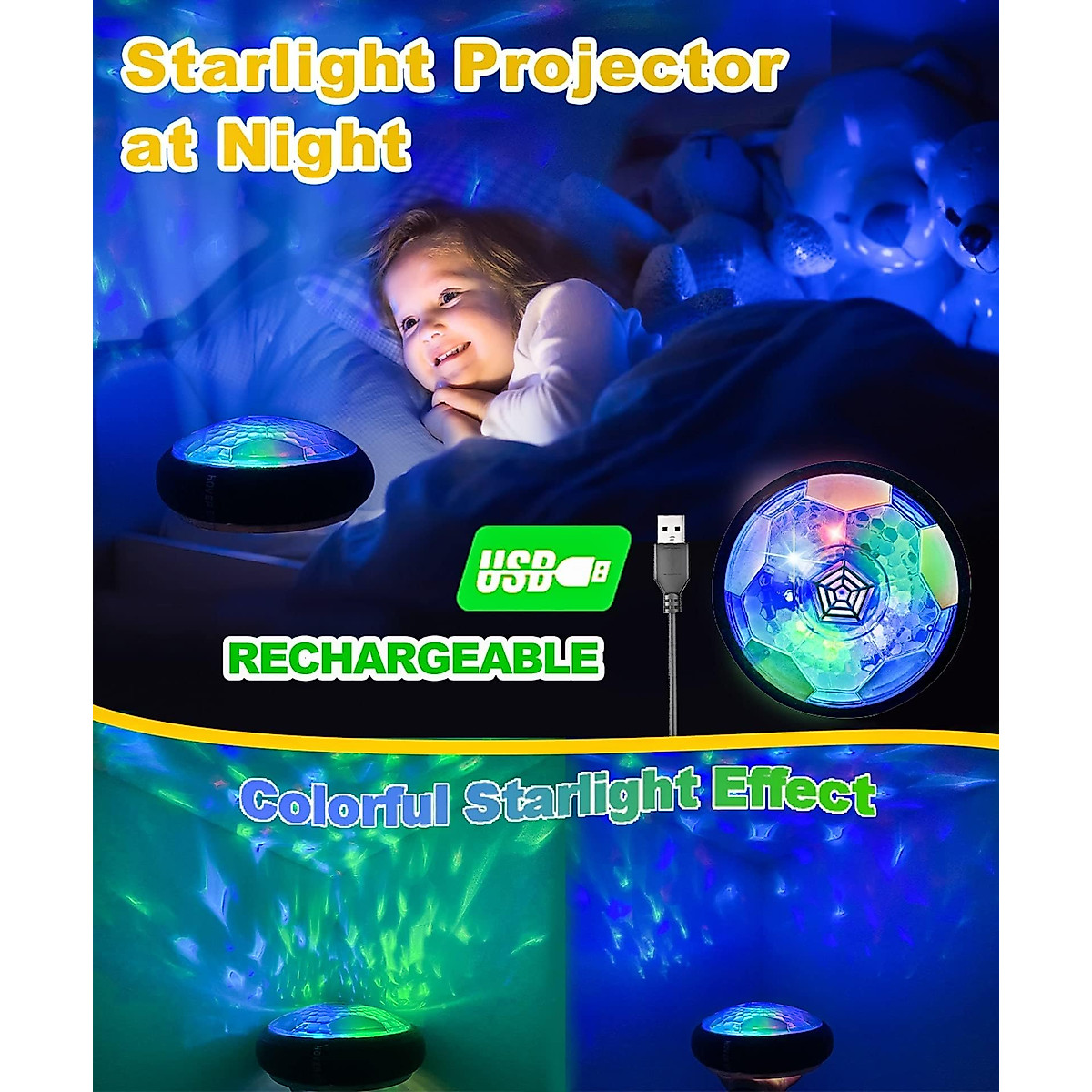 3 in1 Hover Soccer Hockey Balls for Kids, Hover Toys Set with 2 Goals USB Rechargeable LED Light Floating Ball Indoor Outdoor Sports Games, Ideal Gifts for 6-12 Boys Girls Blue