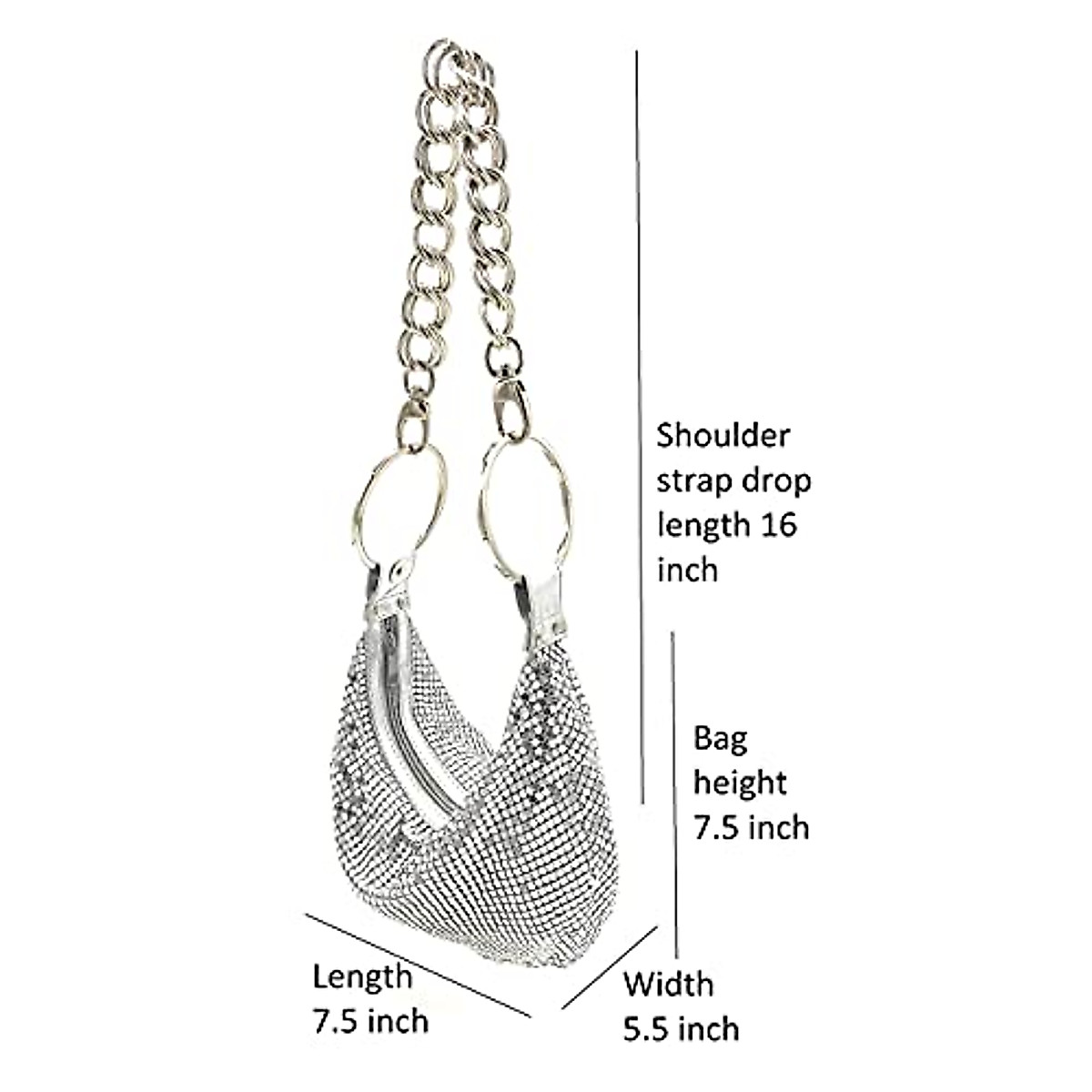 Vintage Evening Clutch Hobo Bag Wristlet Bucket Purse formal handbag for Party Wedding Prom Banquet (Silver)