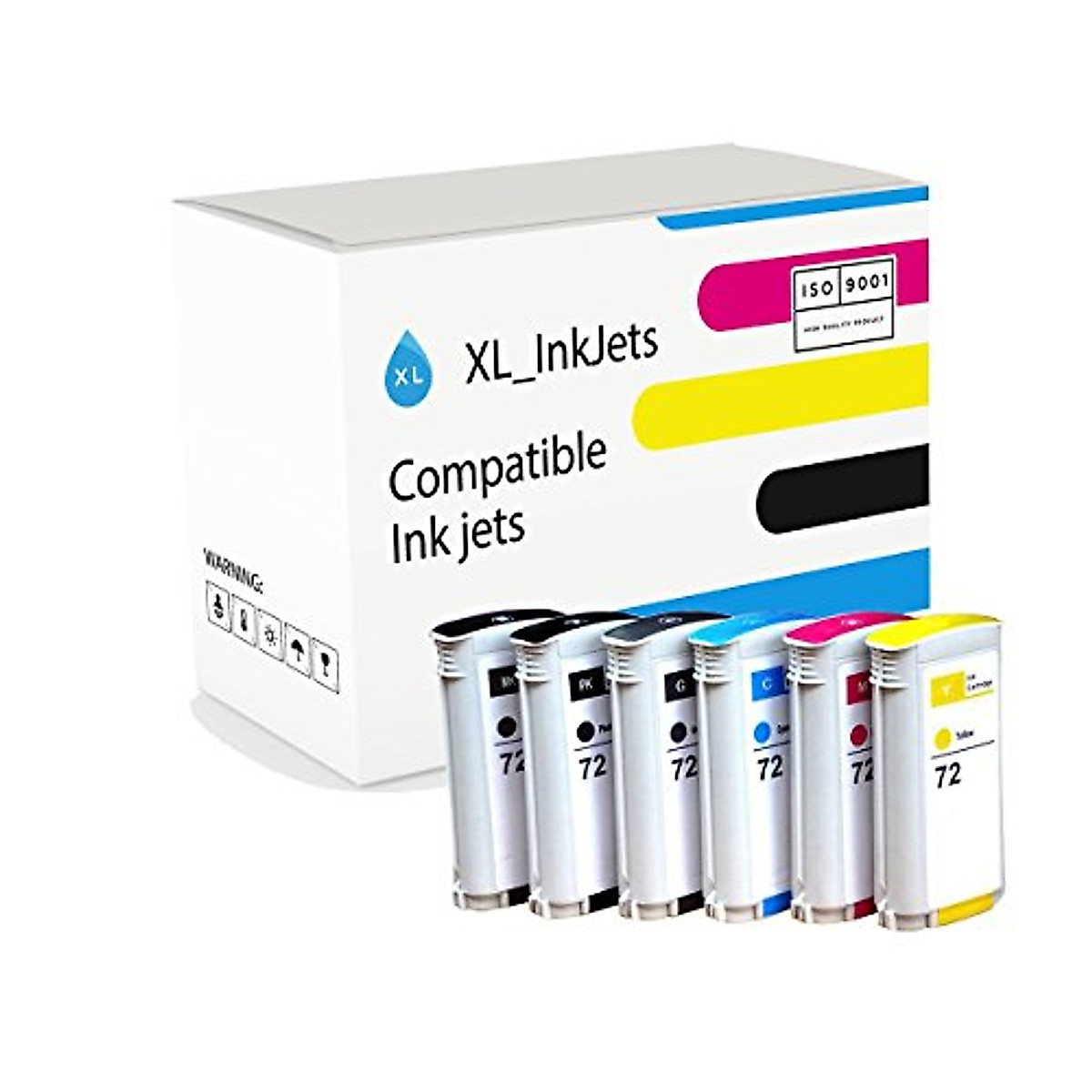 XL-Ink Compatible Inkjets for HP 72 6-Pack (Matte Black, Photo Black, Cyan, Magenta, Yellow, Grey, 6X 130ml, New Chip)