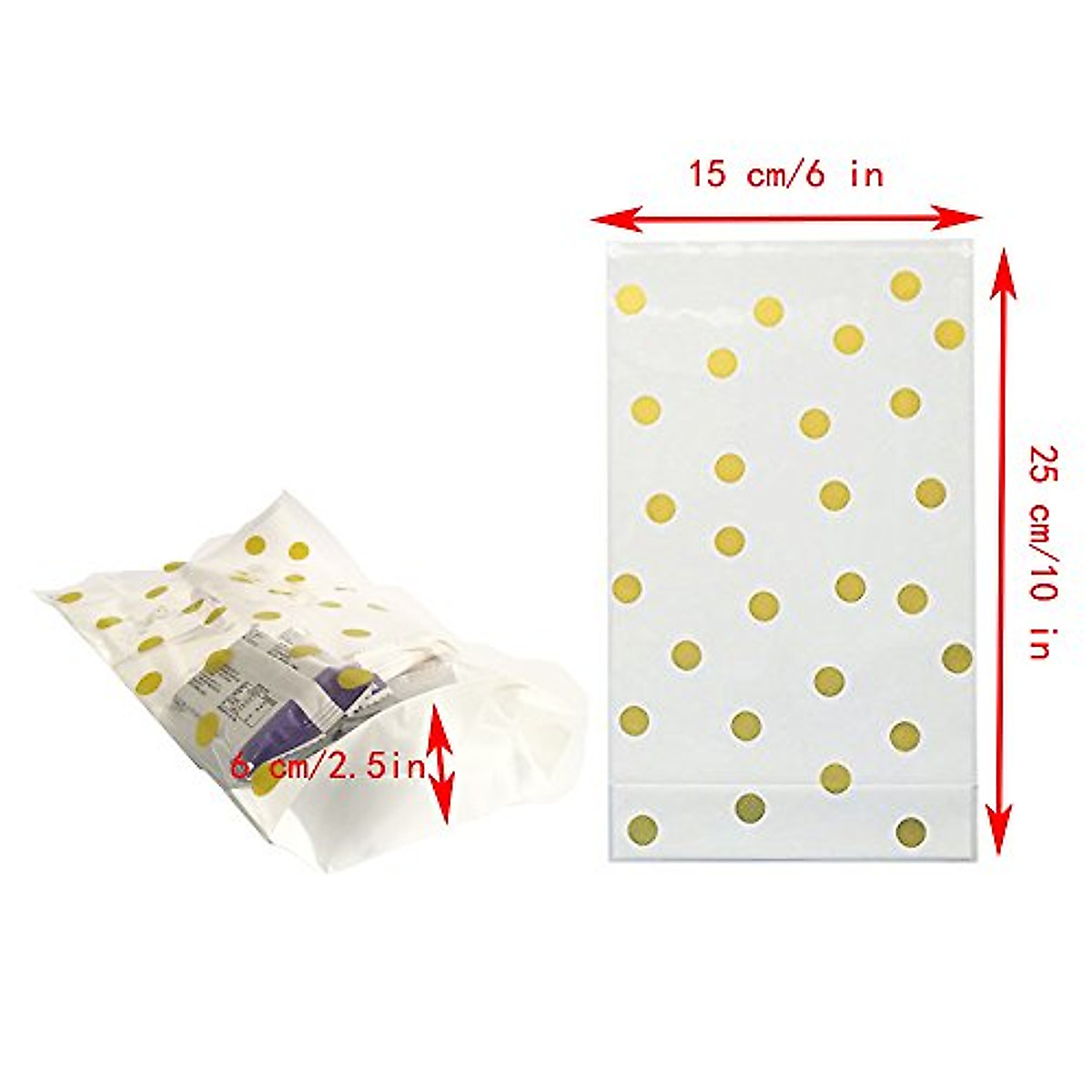 We Moment Clear Cello Bags for Treat Candy Cookie Party Favor Bags, Plastic Bags for Bakery, Cookies, Candies Chocolate,Snack Wrapping,for Wedding Shower Kid’s Birthday Party,Gold Dot,50pcs