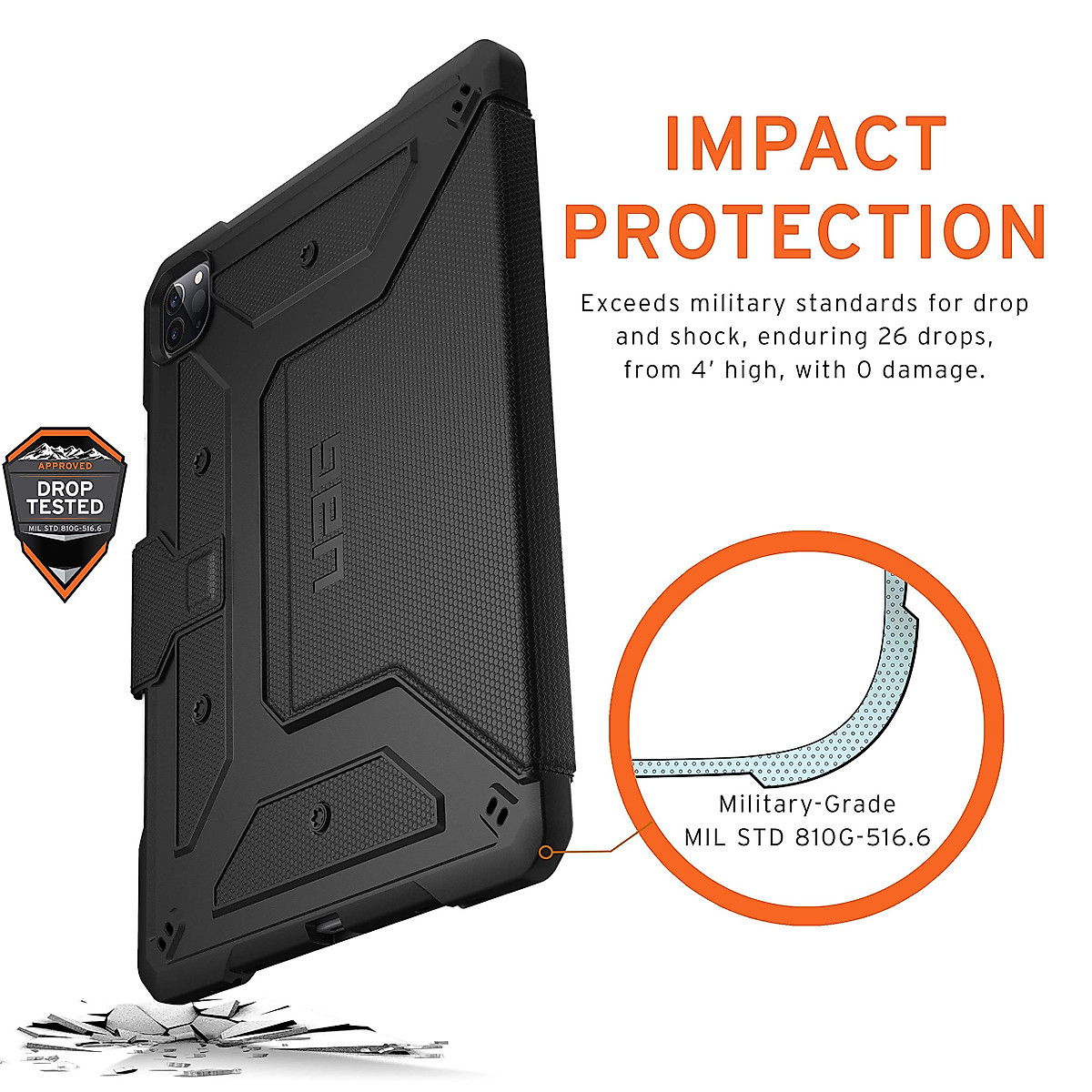 URBAN ARMOR GEAR UAG iPad Pro 11-inch (2nd Gen, 2020) Case Metropolis [Black] Folio Slim Heavy-Duty Tough Multi-Viewing Angles Stand Military Drop Tested Rugged Protective Cover