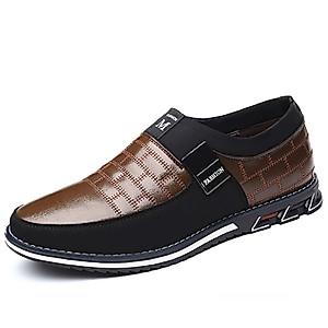 COSIDRAM Men Casual Shoes Sneakers Loafers Walking Shoes Lightweight Driving Business Office Slip on Brown 9.5