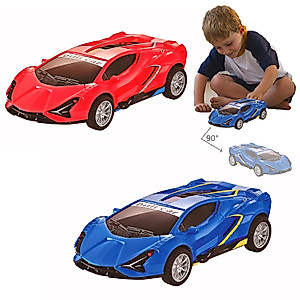 Johehe Inertia Drift Car Toy for Kids 3-6 Year Boys and Girls Model Car,2 Pack Push Go Friction Powered Vehicles Stunt Cars, Toddler Car for Kids Aged 3+ Gifts
