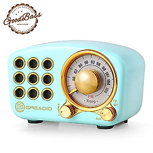 Retro Bluetooth Speaker, Vintage Radio-Greadio FM Radio with Old Fashioned Classic Style, Strong Bass Enhancement, Loud Volume, Bluetooth 5.0 Wireless Connection, TF Card and MP3 Player (Blue)