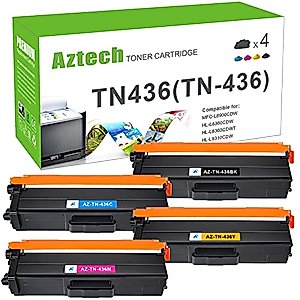 Aztech Compatible Toner Cartridge Replacement for Brother TN436 TN-436 Toner for MFC-L8900CDW HL-L8360CDW HL-L8260CDW MFC-L8610CDW MFC-L9570CDW Printer (Black Cyan Magenta Yellow, 4-Pack)