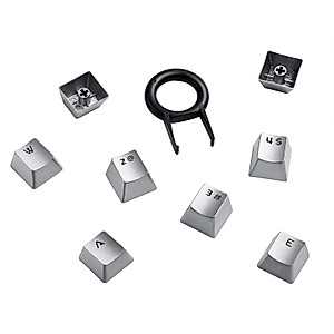 Hallsen Metal Keycaps Mechanical Gaming Keyboard WASD Keycaps for FPS & MOBA, Upgraded Stainless Steel Custom 60% Keycaps Kit with Key Puller for Mechanical Keyboard Cherry Mx Switches (Silver)