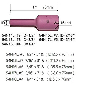 RIVERWELD TIG Jumbo Gas Lens Back Cap Long Alumina Nozzle Ceramic Cups Assorted Size Kit Fit QQ300 PTA DB SR WP 17 18 26 TIG Welding Torch 50pcs