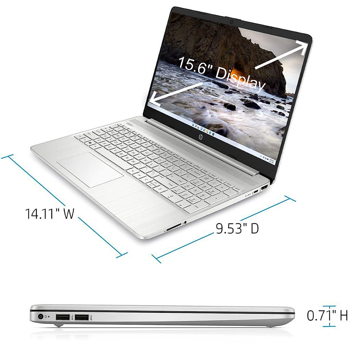 HP 2023 Newest Laptop, 15.6" Touchscreen Display, Intel Core i3-1115G4 Processor, 16GB RAM, 1TB SSD, Intel Iris Xe Graphics, Wi-Fi, Bluetooth, Webcam, Windows 11 Home in S Mode, Natural Silver