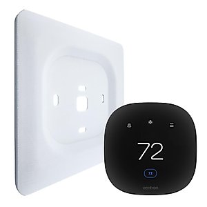 Wall Plate for Ecobee Smart Thermostat Enhanced and Premium, Modern Textured Design Solar White Square