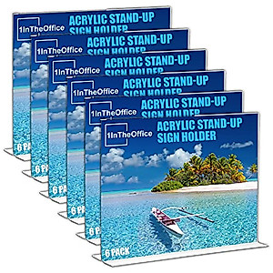 1InTheOffice Acrylic Stand-Up Horizontal Sign Holder 8.5x11"6 Pack"