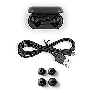 Aluratek Bluetooth 5 True Wireless Earbuds with Built-in Microphone and Rechargeable Case for Smartphone, iPhone (ABHTWS01F), Black