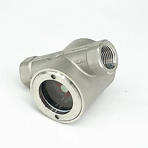 1/2" BSP Female SS304 Stainless Steel Glass Window Sight Flow Indicator with Impeller 2.5 Mpa