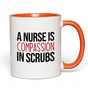 Bubble Hugs Nurse 2Tone Orange Mug 11oz - A nurse is compassion - Labor Clinical Certified Nursing Assistant Surgical Emergency Oncology Practitioner
