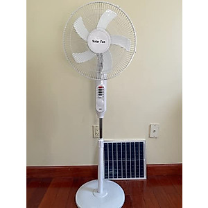 Rechargeable Fan 16” Solar, USB, Lamp, 18000 mAH Battery, Operated Stand Fan.