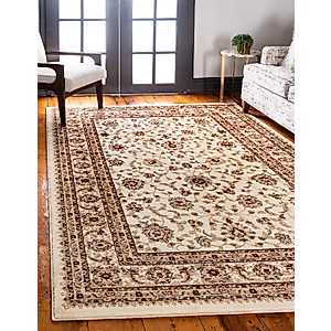 Unique Loom Voyage Collection Traditional Oriental Classic Intricate Design Area Rug (8' 0 x 11' 4 Rectangular, Ivory/Gold)