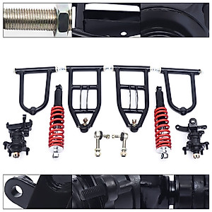 Cutycaty Arm Upper&Lower Swingarm Steering Kit For electric ATV, Go Kart Front Suspension Kit Front Suspension Swingarm Assembly, Metal DIY Parts For Quad Bike 340mm