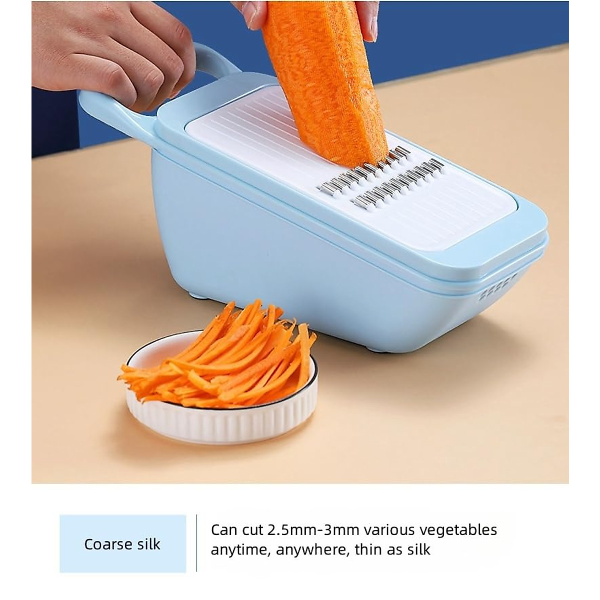 ZCYJHOT Multifunctional Vegetable Chopper, Mandoline Slicer for Kitchen, Vegetable Slicer and Cutter, Kitchen Gadgets Sets with Container (Blue)