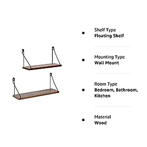 Shelves for Wall Storage, Wall Mounted Shelf for Bedroom Living Room Bathroom Kitchen, Brown (Set of 2)
