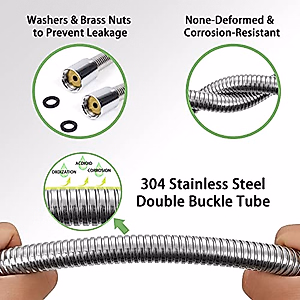 HYAHDEN 38 Inch Flexible Stainless Steel Pre-rinse Sprayer Hose for Commercial Kitchen Sink Faucet, Commercial Faucet Parts Replacement Kit 38”Stainless Steel Sprayer Hose for commercial faucet