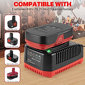 2Pack 19.2V 4.0Ah Replacement Battery and Charger Kit for Craftsman 19.2V Lithium Battery Craftsman C3 XCP 130279005 1323903 130211004 Craftsman 19.2 Volt Battery Charger Set