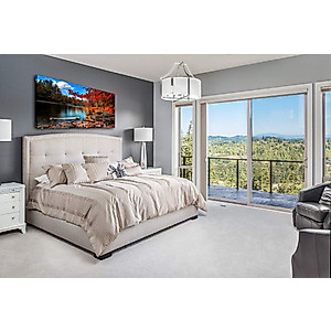 DZL Art S72662 Canvas Wall Art Canvas Artwork Lake Mountain Red Maple Leaf National Park Nature Pictures for Living Room Bedroom Office Wall Decor Home Decoration