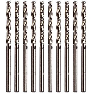 LudoPam 1/8" inch Cobalt Steel Twist Drill Bit Set M35 Jobber Length,Straight Shank, Extremely Heat Resistant, Suitable for Drilling in Stainless Steel and Iron,Pack of 10