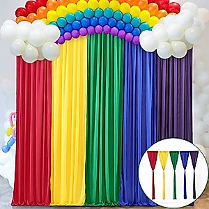 Rainbow Backdrop Curtains Rainbow Birthday Decorations for Unicorn Birthday Party Baby Shower Girl Decorations 5 Panels 2.5×7ft