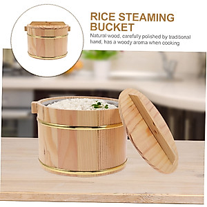 UPKOCH 1 Set Cask Rice Cask Steamed Rice Bucket Sushi Rice Steamed Container with Lid Dim Sum Steamer Stainless Steel Steamer Wood Bucket Wooden Rice Bucket Kitchen Tool Wooden Dessert