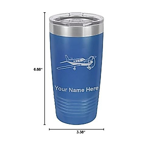 LaserGram 20oz Vacuum Insulated Tumbler Mug, Low Wing Airplane, Personalized Engraving Included (Dark Blue)
