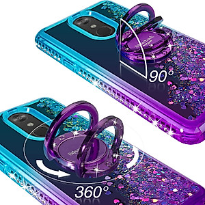 Silverback for LG Stylo 4 Case,LG Stylo 4 Plus Case,LG Q Stylus 4, Moving Liquid Holographic Sparkle Glitter Case with Stand, Bling Diamond Ring Slim Protective Case for LG Stylo 4 -Purple