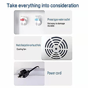 Axonl Water Cooler, 3/5 Gallon Water Bottle Top Loading Water Dispenser, Children Safety Lock Hot & Cool Water Dispenser with Storage Cabinet AXVWD02AWT