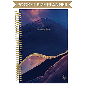 bloom daily planners 2024 Pocket Planner - 4” x 6” - (January 2024 - December 2024) - MINI Weekly/Monthly Agenda Organizer & Calendar Book - Midnight Mountains