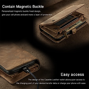 SZHAIYU Wallet Case Compatible with iPhone 13 Mini Cover with Card Holder Leather Flip Retro 2 in 1 Detachable Magnetic Zipper Pocket Thin Phone Cases 5.4' (Brown)