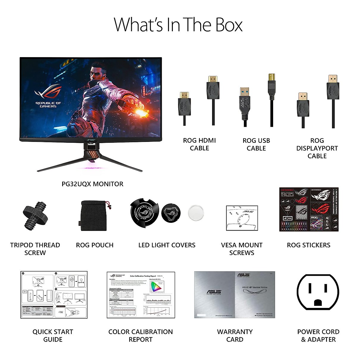 ASUS ROG Swift 32” 4K HDR Gaming Monitor - 144Hz DSC, UHD (3840 x 2160) PC Monitor, Mini-LED IPS with G-SYNC Ultimate, Local Dimming, Ideal for Desktop and Computer Monitor Black - - PG32UQX
