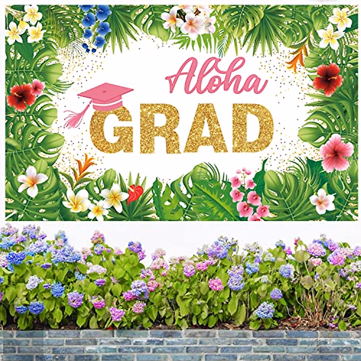 Tropical Aloha Graduation Party Backdrop 2023 | Aloha Graduation Banner 2023 | Summer Hawaiian Luau Congrats Grad Class of 2023 Photography Background Banner | College Graduation Party Decorations